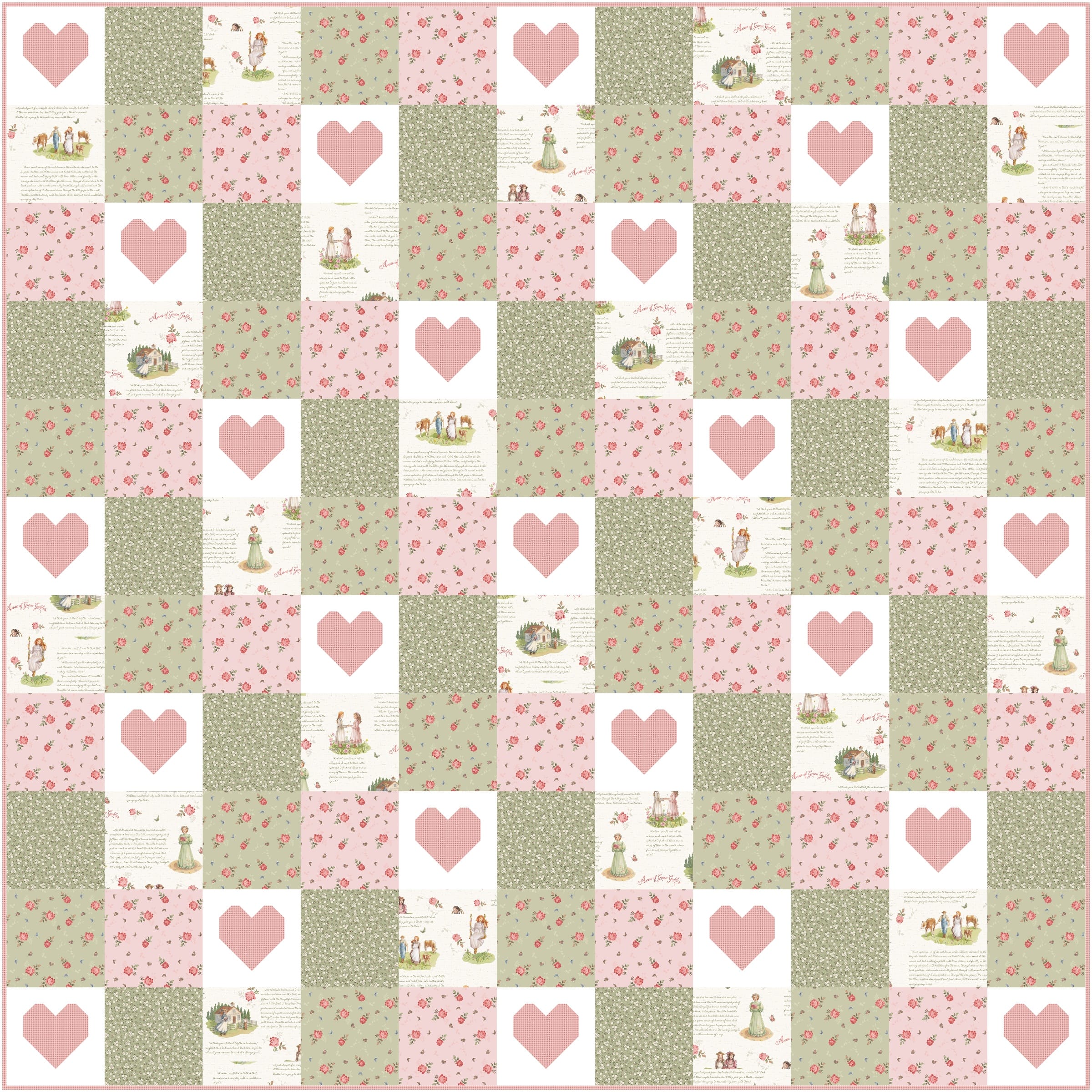 Baby Quilt Kit - Patchwork of Love 2 (Off-White Main Print) • Maple Cottage Designs