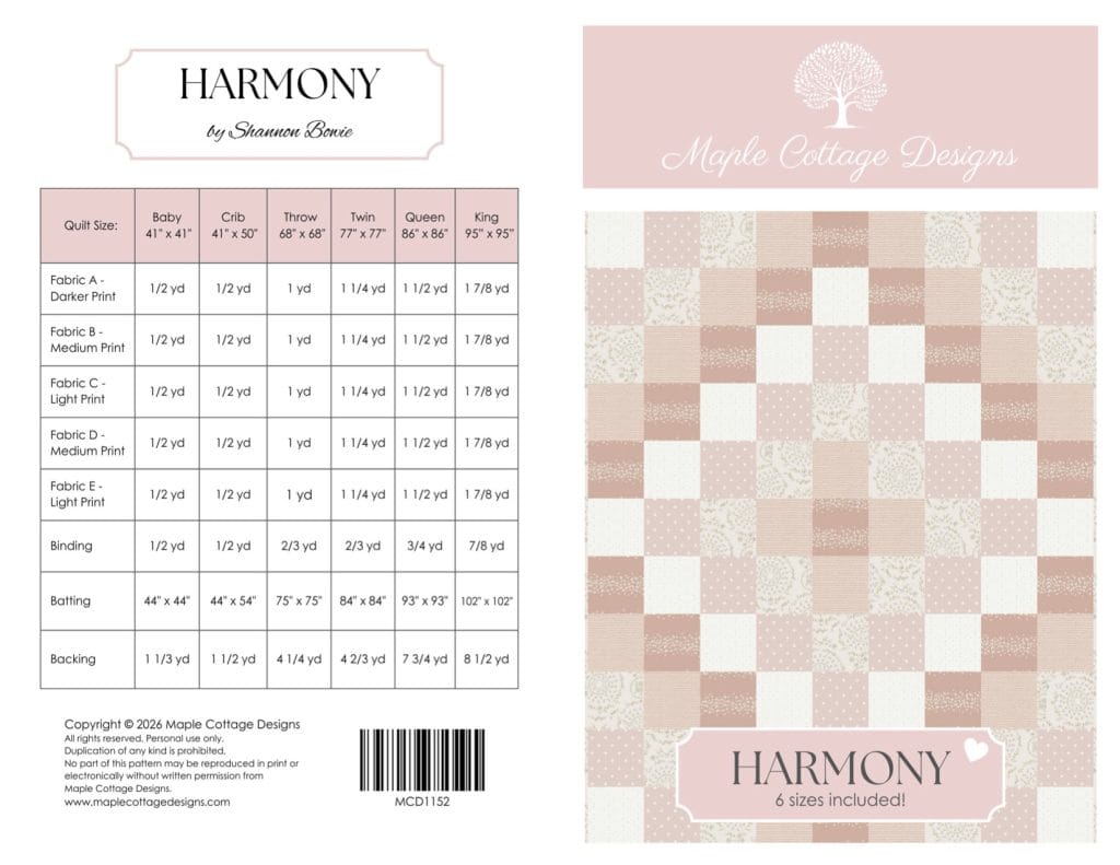 Harmony Quilt Pattern • Maple Cottage Designs
